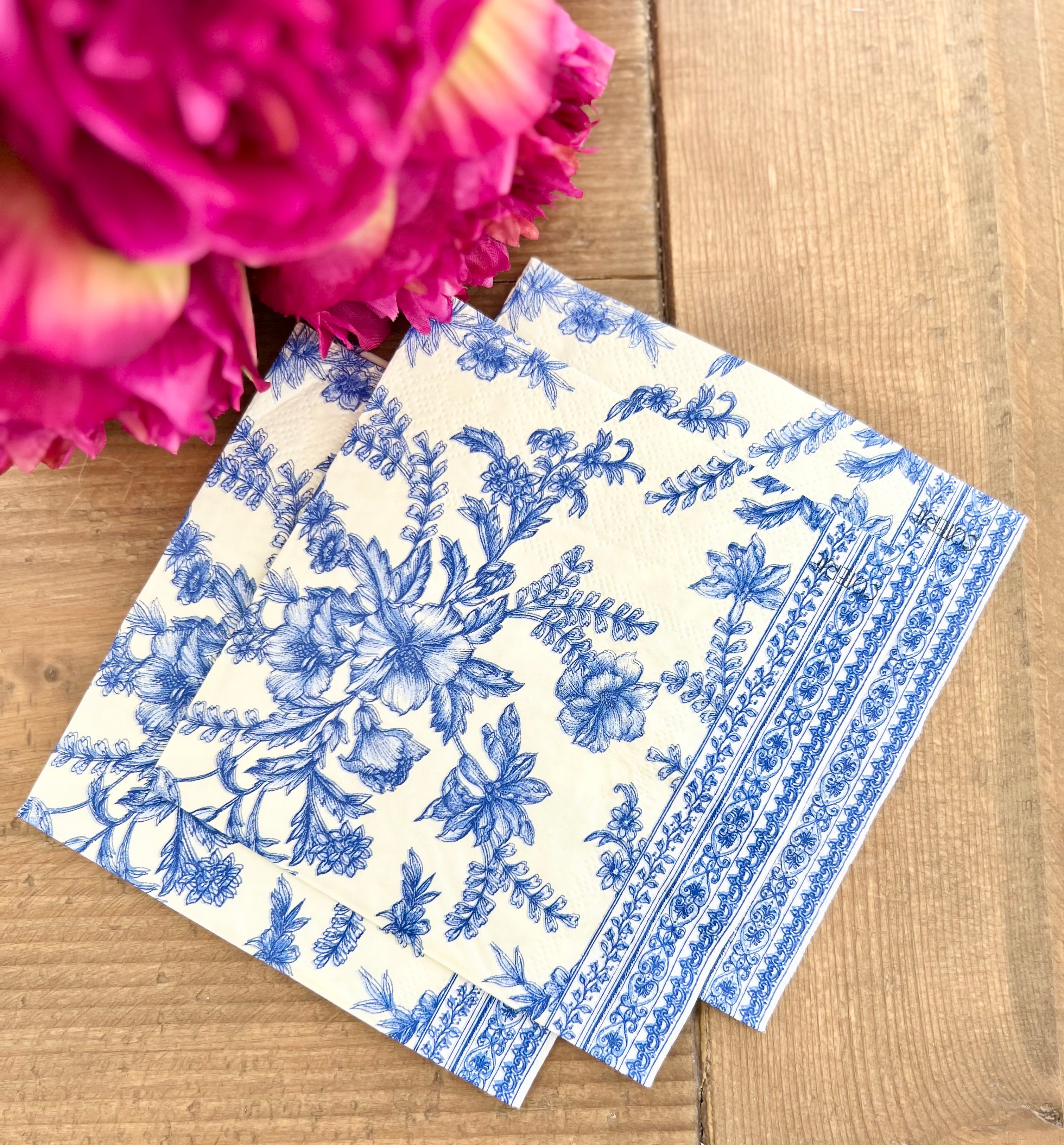 Toile Paper Napkins in Blue and White – DOVECOTE | Artistry at Home