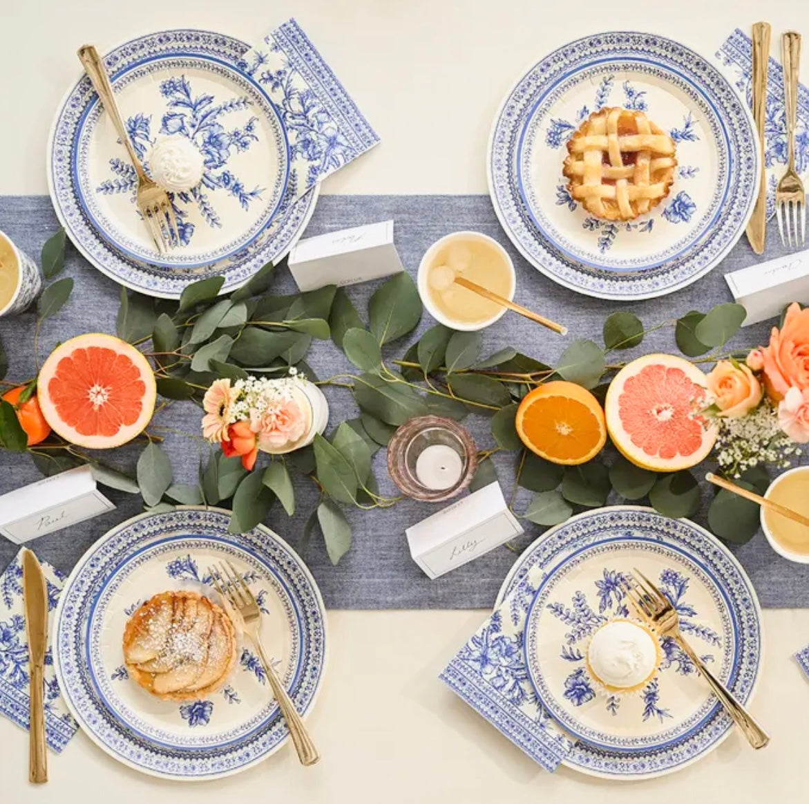 Toile Paper Dinner Plates in Blue by Coterie – DOVECOTE | Artistry at Home